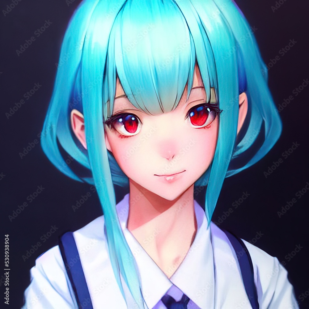 anime girl face close-up. Generative AI Technology Stock Illustration ...