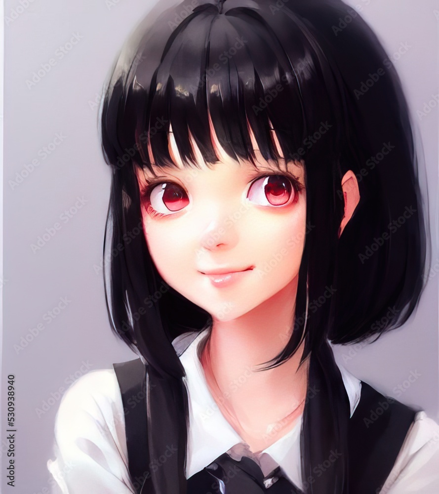 anime girl face close-up. Generative AI Technology Stock Illustration ...
