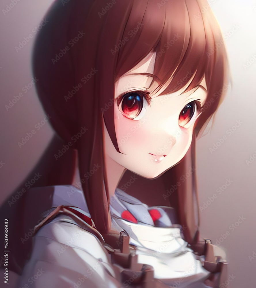 anime girl face close-up. Generative AI Technology Stock Illustration ...