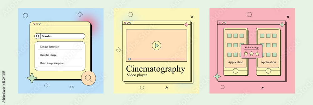 Retro vintage pastel instagram feeds background template Stock Vector ...