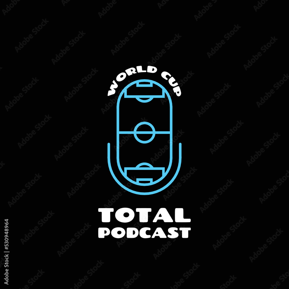 Football podcast logo design illustration for World Cup 2022. EPS8 ...