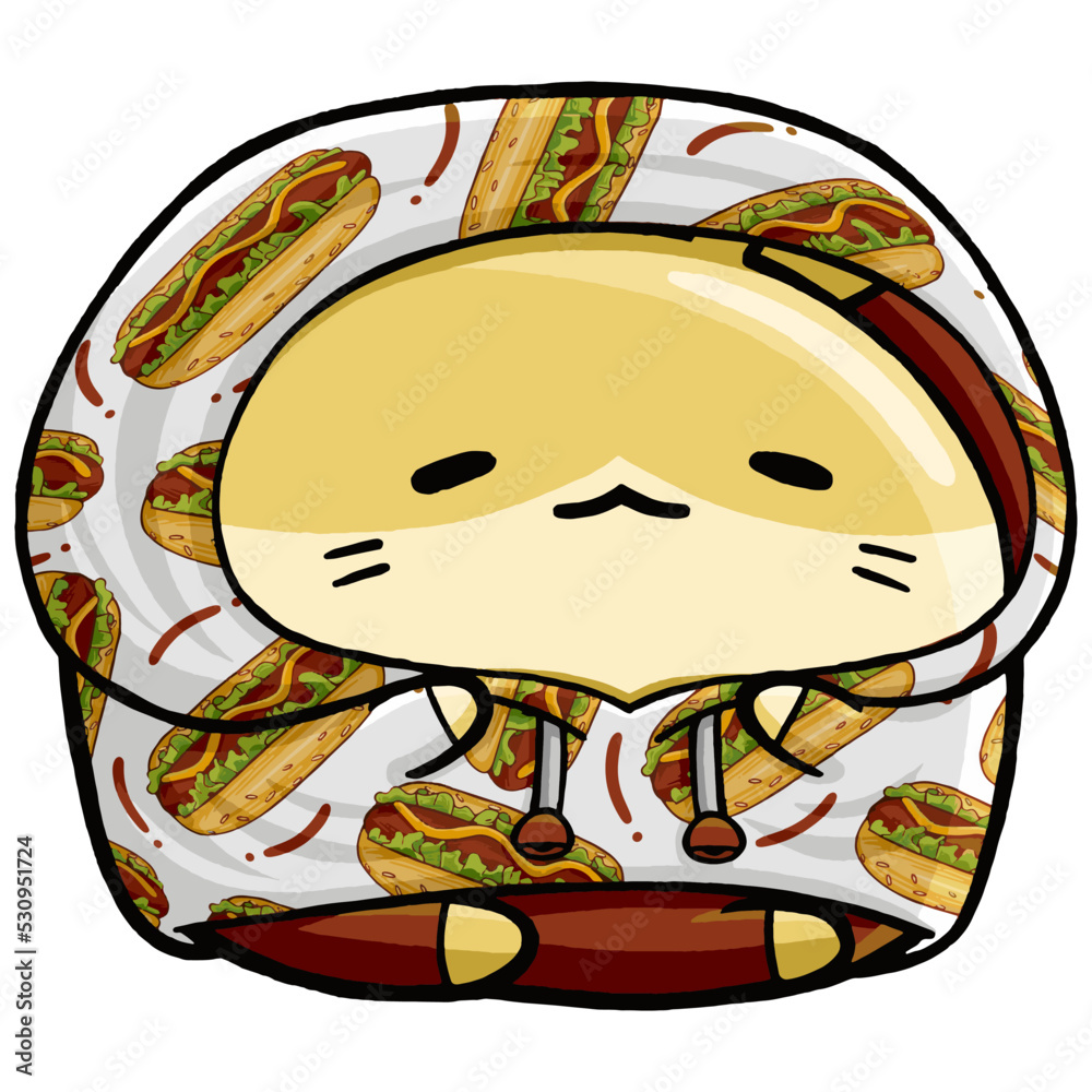 Cute hamster wearing hot dog sweater hoodie in cartoon style Stock ...