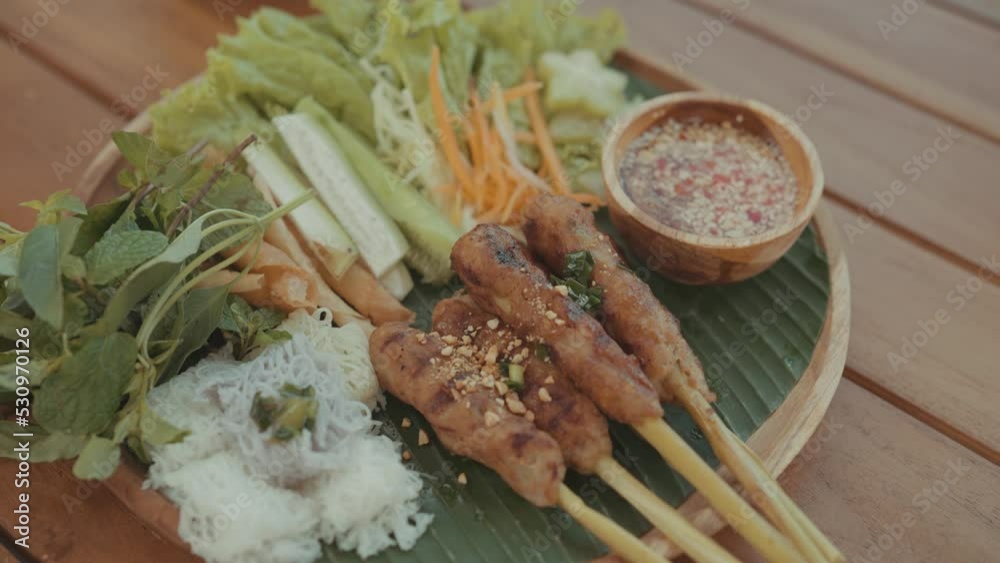 Vietnam Vietnamese Dish Food Chao Tom - Golden Shrimp Sate Lilit, Herbs ...