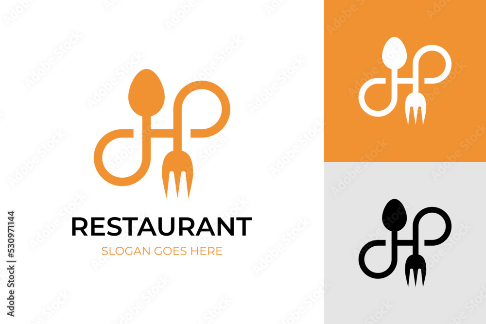 initial letter H restaurant logo, infinity food logo symbol elements ...