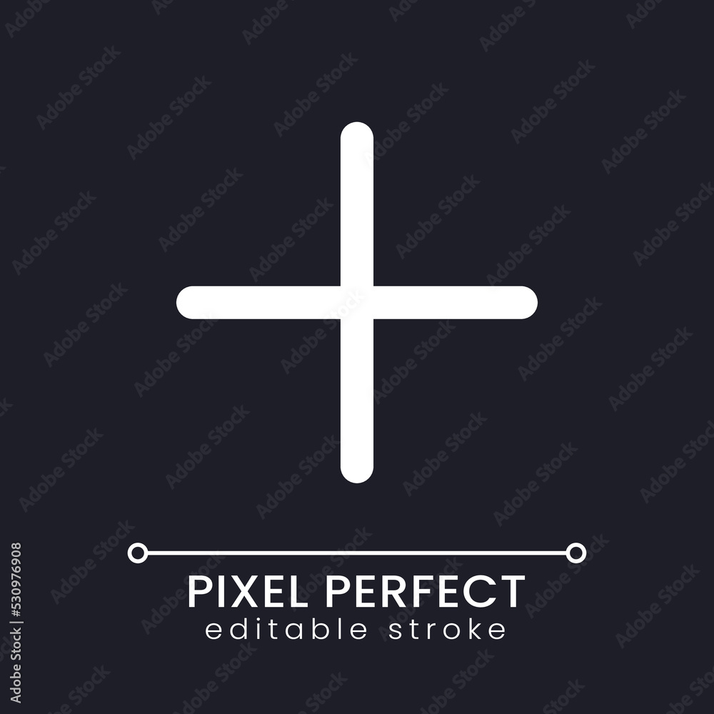 Plus pixel perfect white linear ui icon for dark theme. Invite and add ...