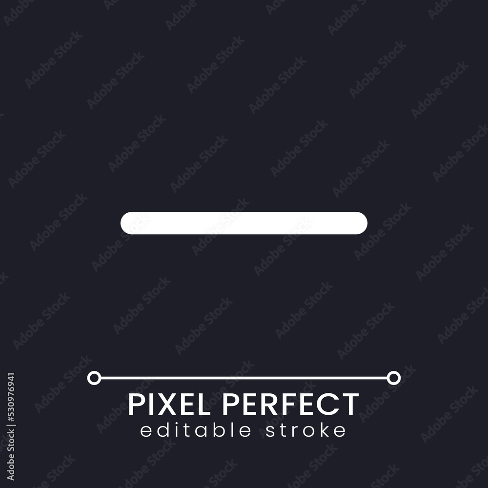Minus pixel perfect white linear ui icon for dark theme. Delete from ...