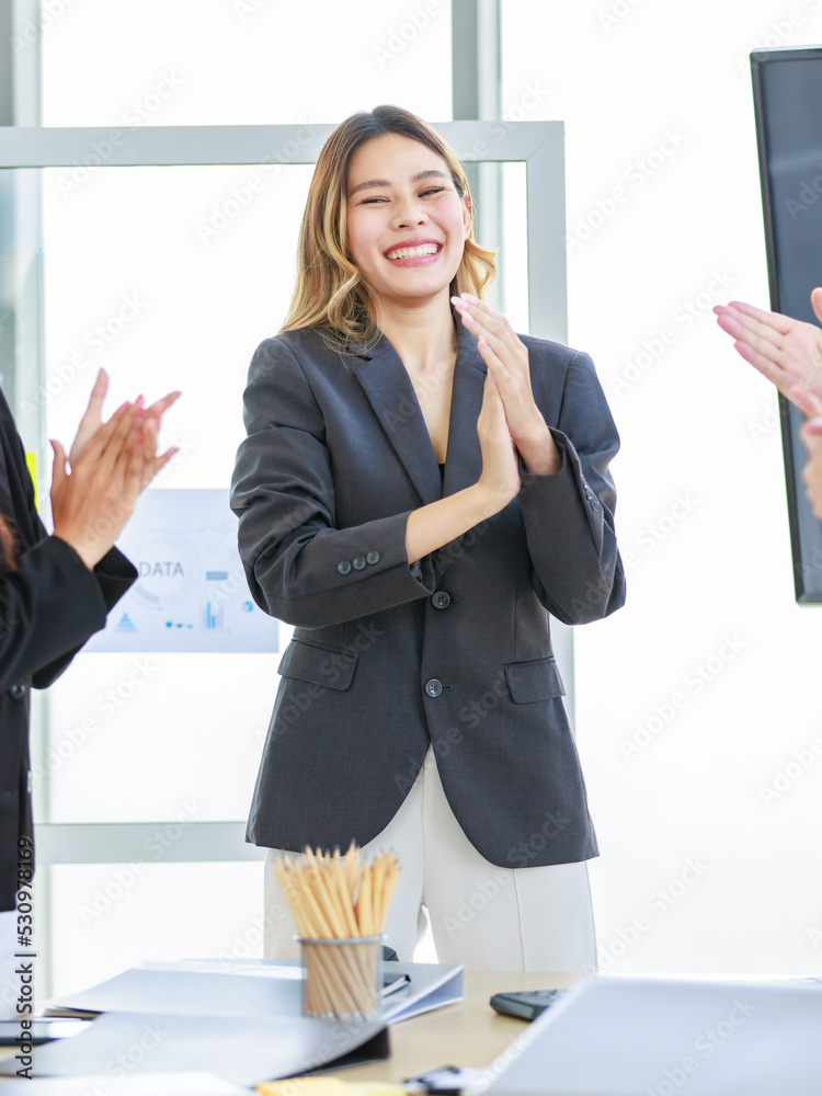 Millennial Asian successful professional male businessmen and female ...