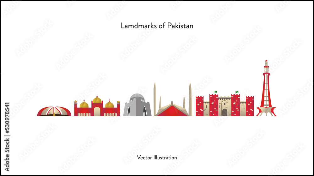 Landmarks Of Pakistan vector Illustration Stock Illustration | Adobe Stock