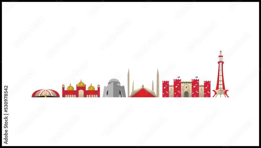 Landmarks Of Pakistan vector Illustration Stock Vector | Adobe Stock
