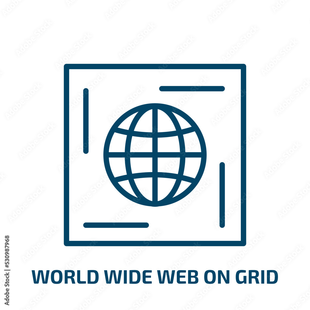 world wide web on grid icon from web collection. Thin linear world wide ...