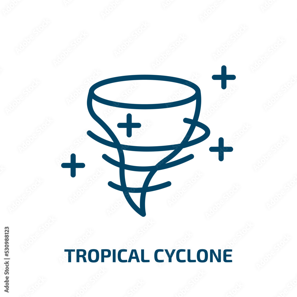 tropical cyclone icon from weather collection. Thin linear tropical ...