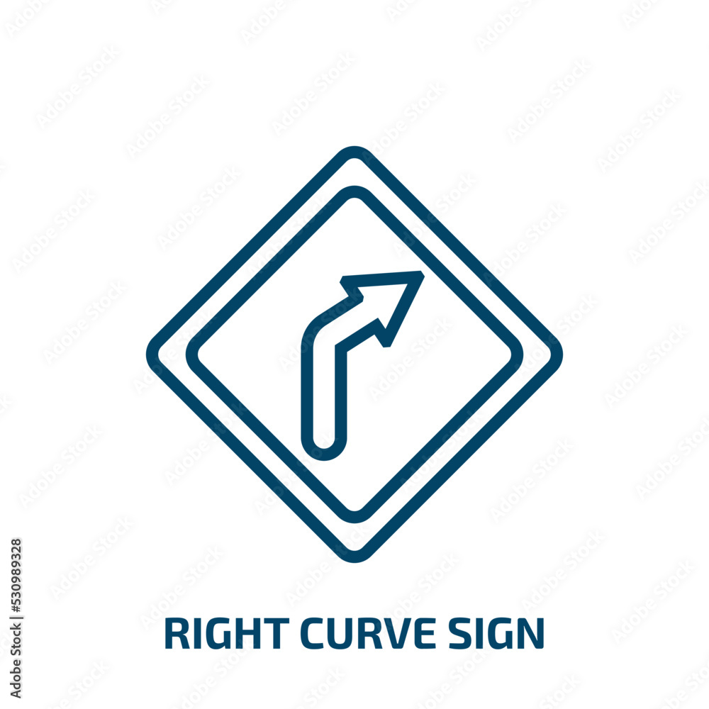 Vetor de right curve sign icon from user interface collection. Thin linear right curve sign ...