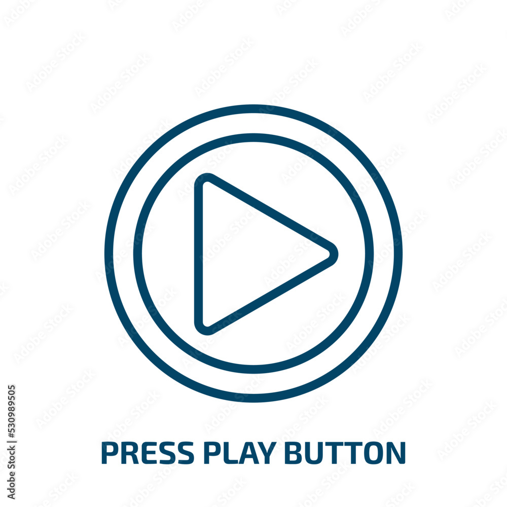 press play button icon from user interface collection. Thin linear press play button, play ...
