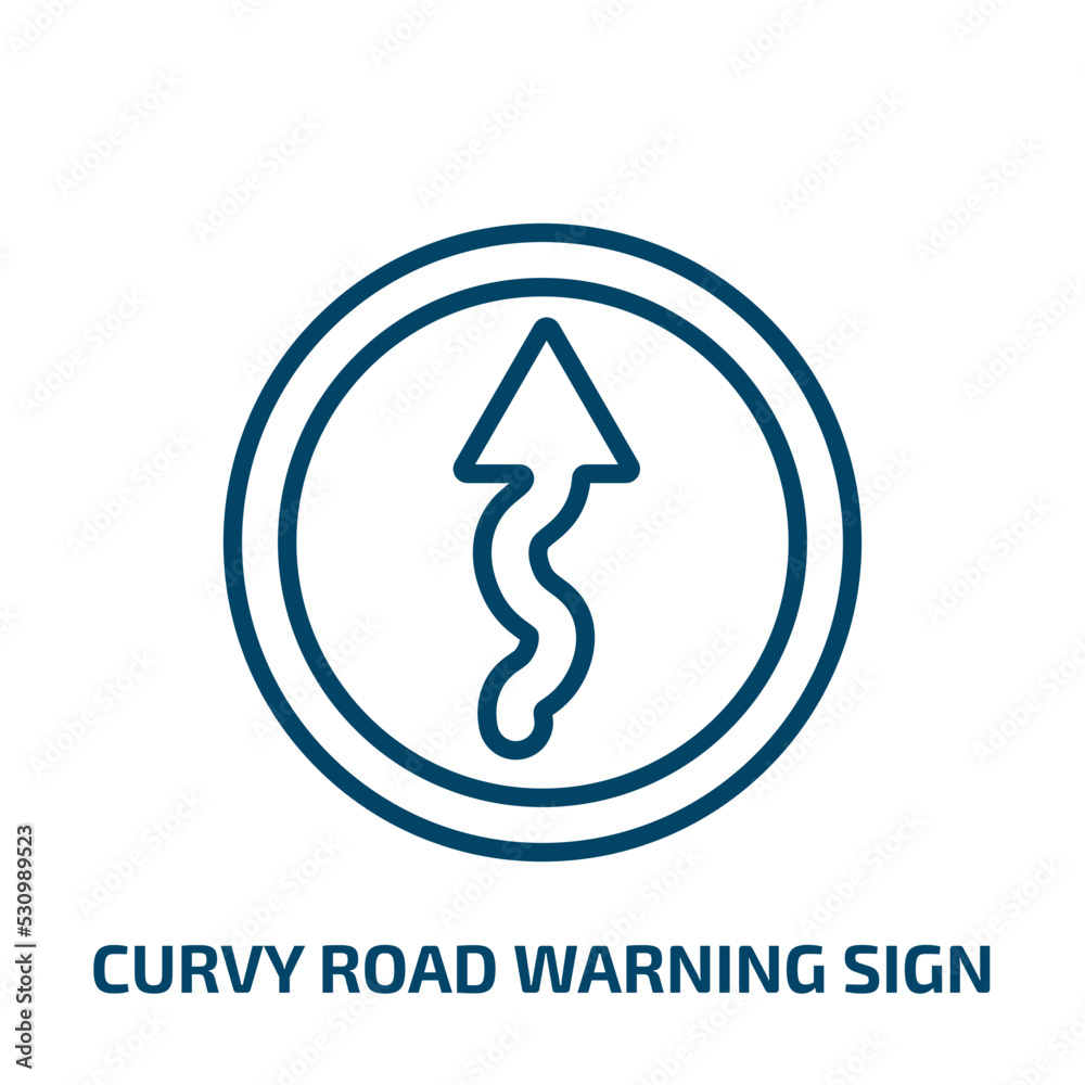 curvy road warning sign icon from user interface collection. Thin ...