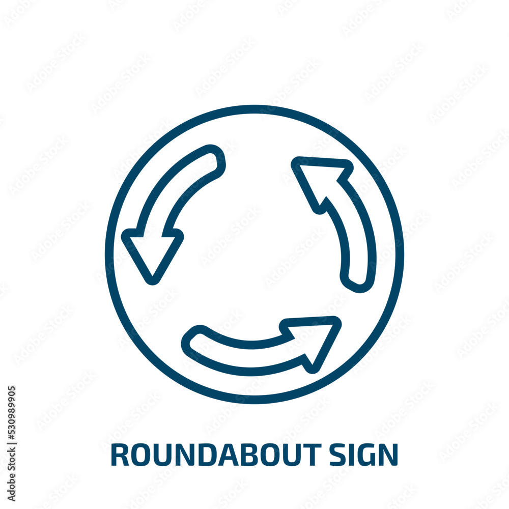 roundabout sign icon from traffic signs collection. Thin linear ...
