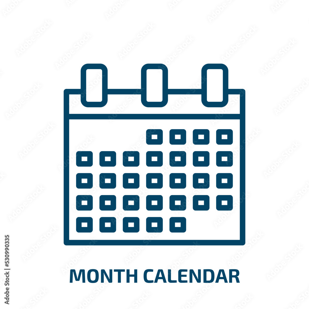 month calendar icon from time and date collection. Thin linear month ...