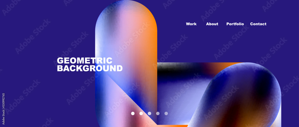 Glassmorphism landing page background template. Colorful glass shapes ...