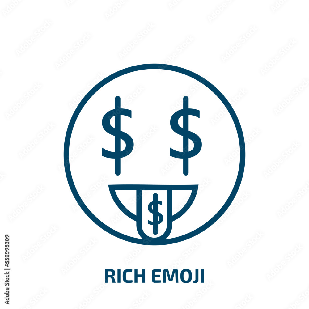 Vecteur Stock rich emoji icon from emoji collection. Thin linear rich ...