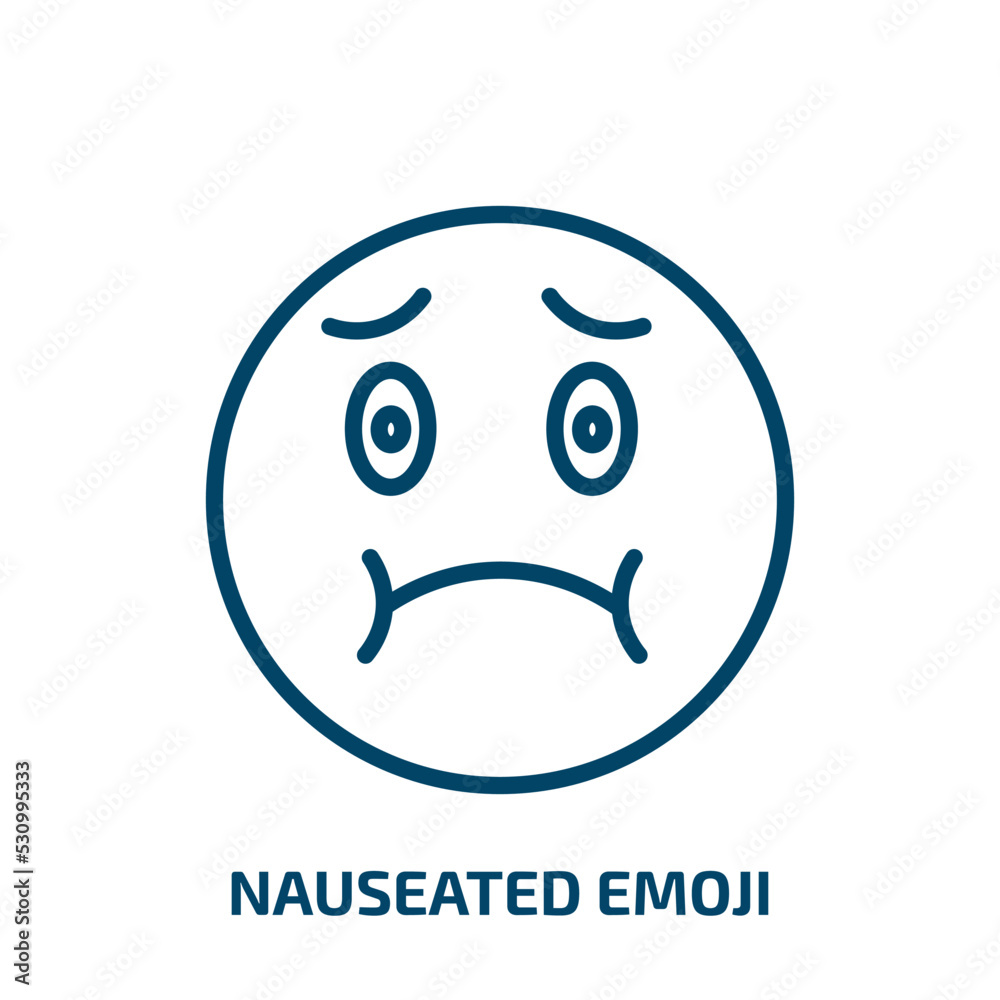 nauseated emoji icon from emoji collection. Thin linear nauseated emoji ...
