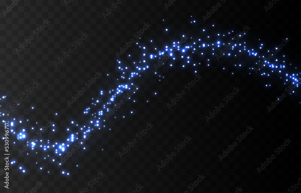 Vector blue dust on an isolated transparent background. Magic, fairy ...