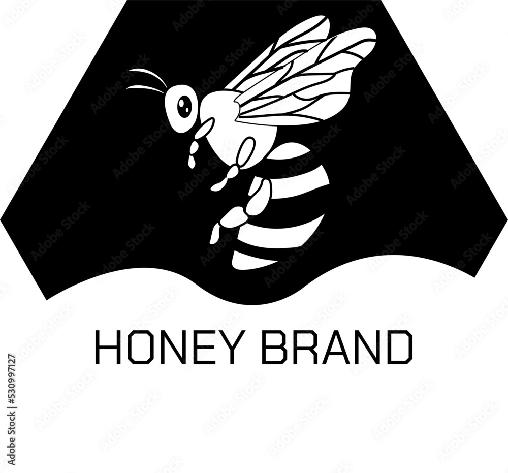Black and white vector logo for a honey shop. Bee logo vector. Design ...