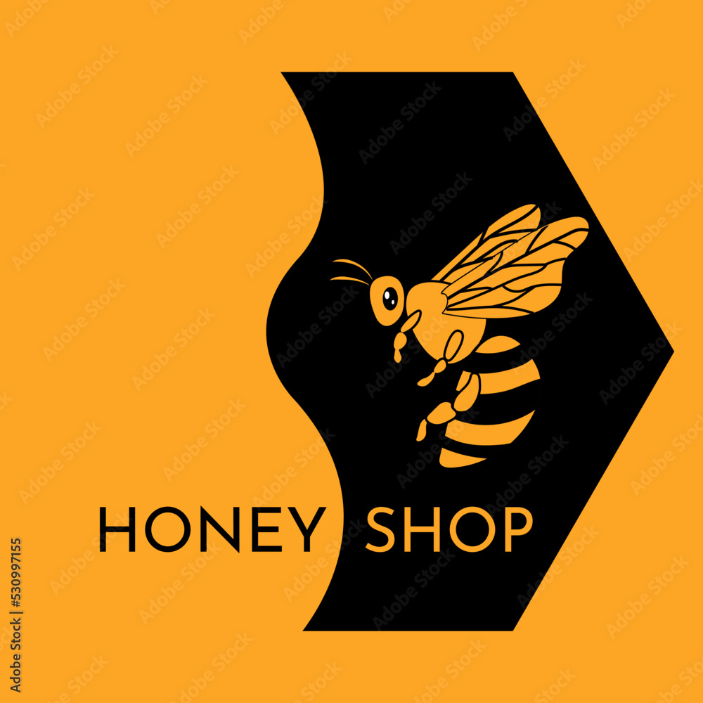 Vector logo for a honey shop. Bee logo vector. Design illustration with ...