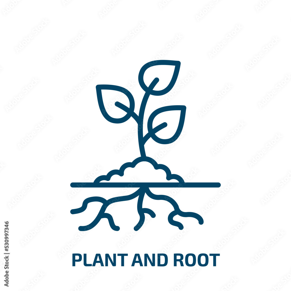 plant and root icon from ecology collection. Thin linear plant and root ...