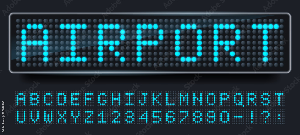 Led screen font. Digital sign board letters and numbers, scoreboard ... Led screen font. Digital sign board letters and numbers, scoreboard ...