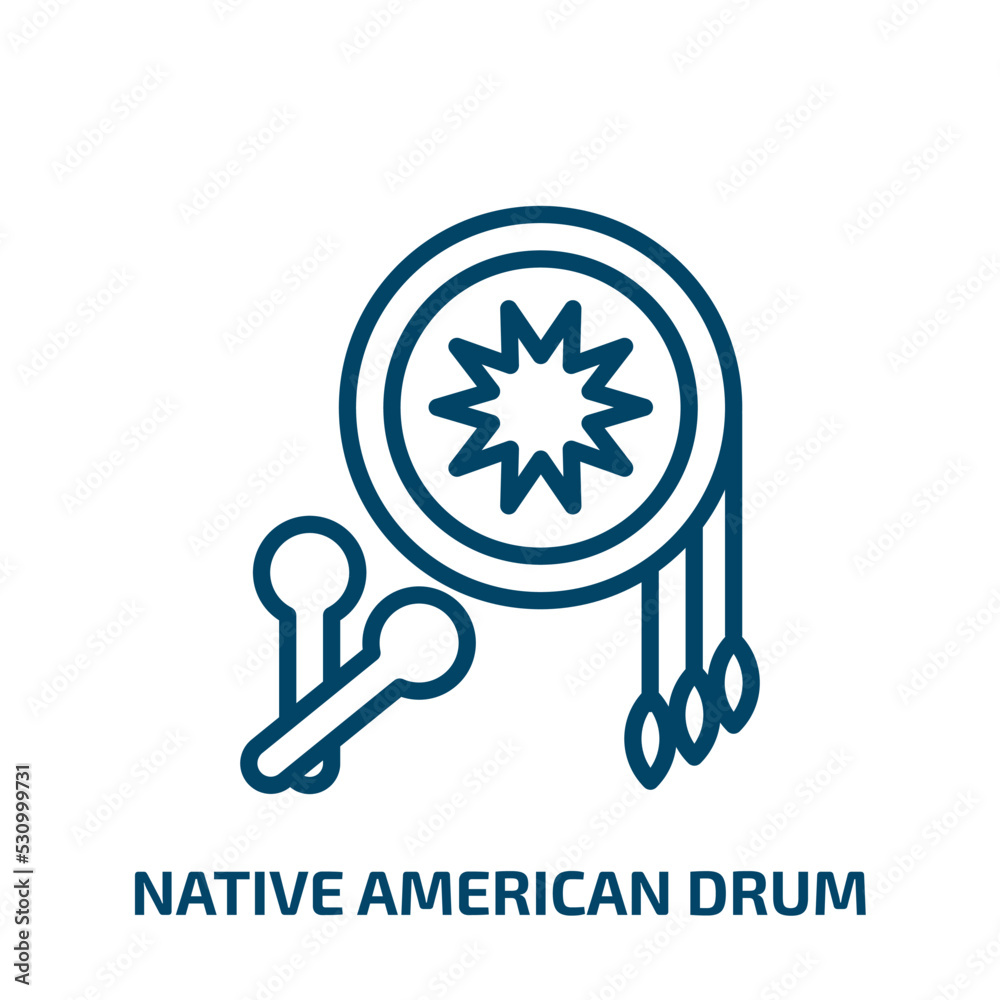 native american drum icon from culture collection. Thin linear native ...