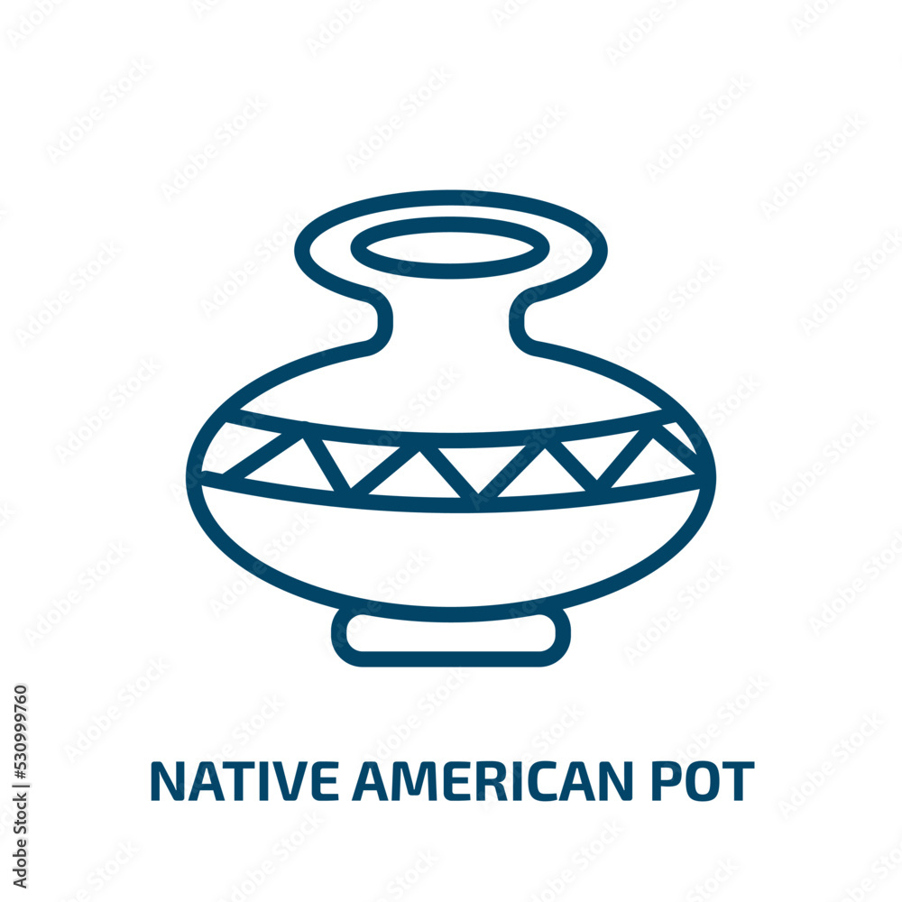 native american pot icon from culture collection. Thin linear native ...