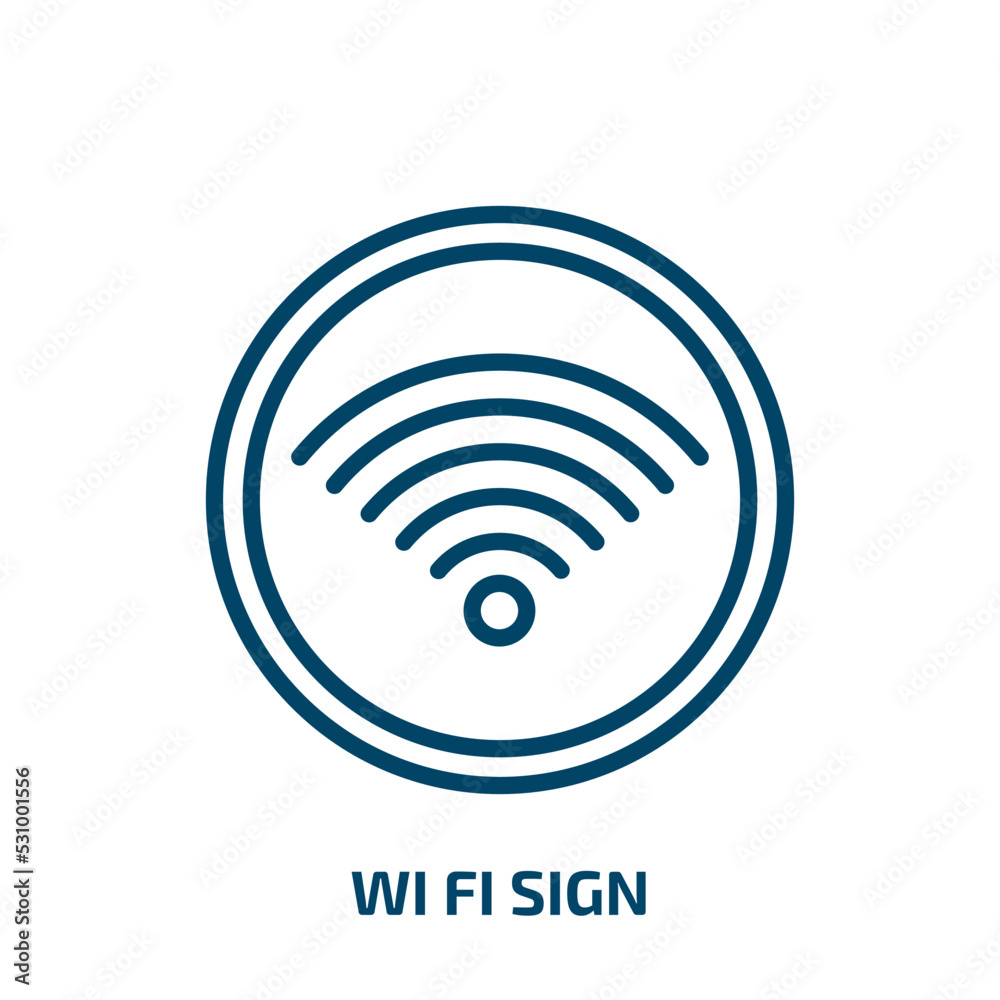 wi fi sign icon from computer collection. Thin linear wi fi sign, wi-fi ...