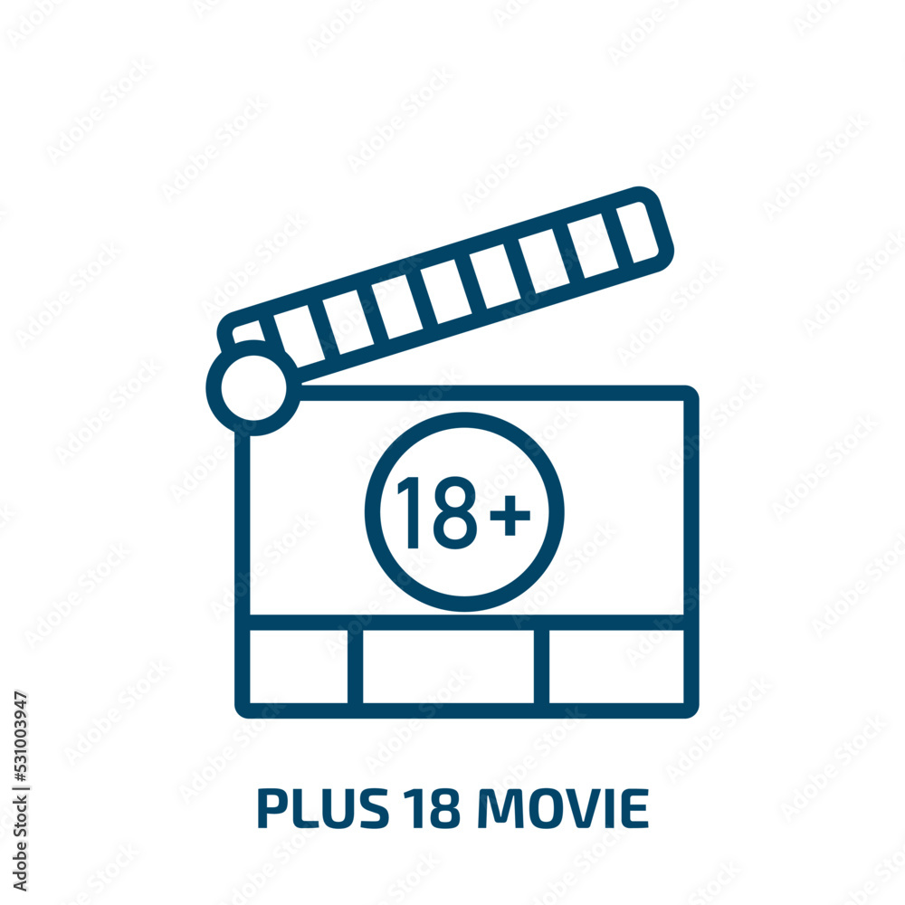 plus 18 movie icon from cinema collection. Thin linear plus 18 movie ...
