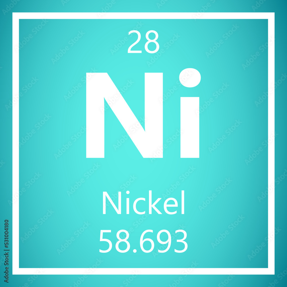 Nickel Ni Periodic Table of Elements, Atomic Mass Vector Illustration ...