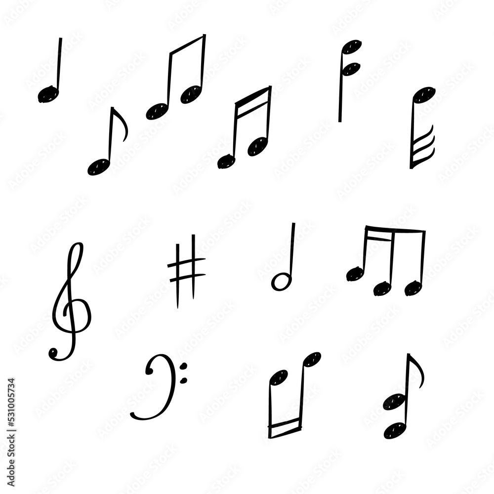 Hand drawn musical notes illustration set Stock Illustration | Adobe Stock