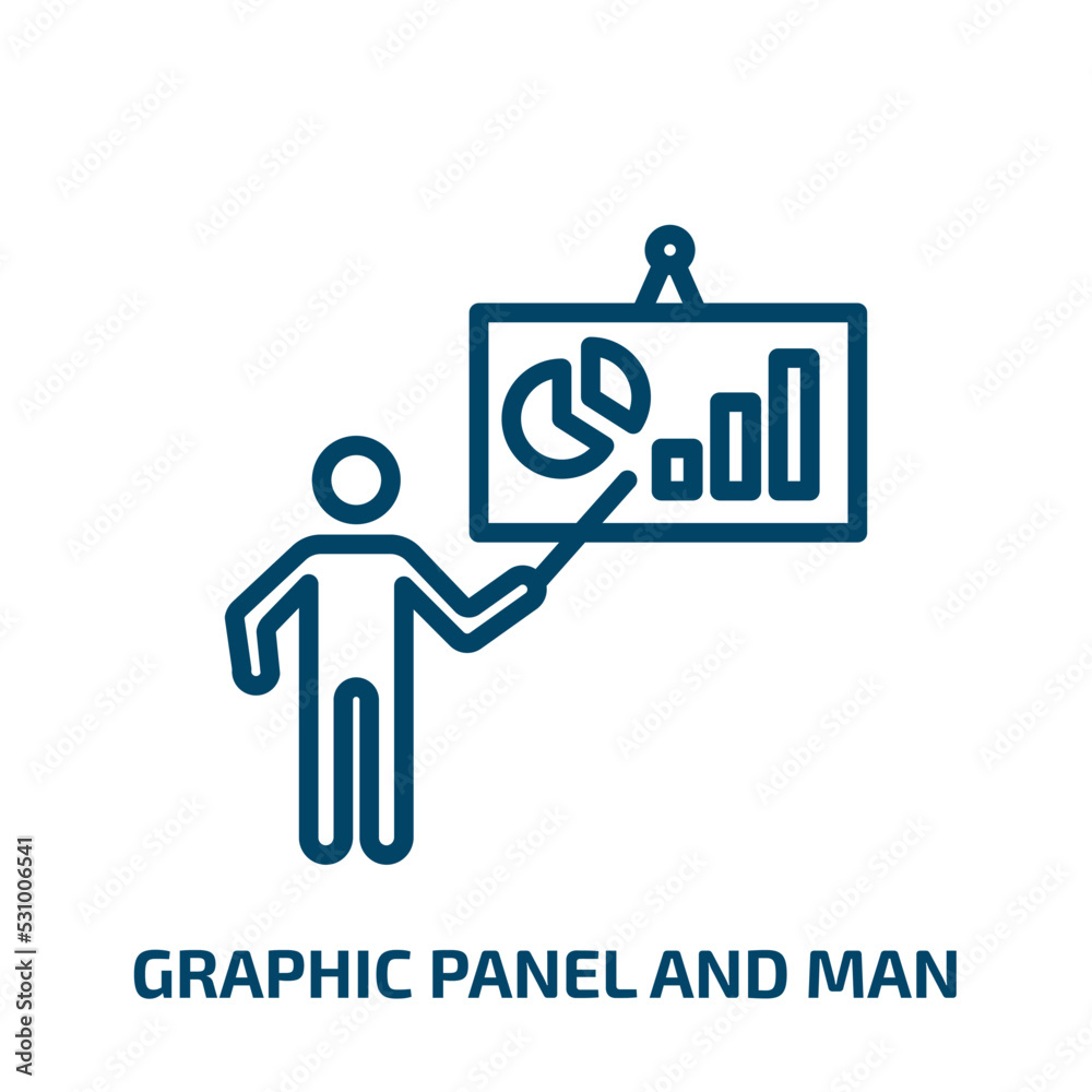graphic panel and man icon from business collection. Thin linear ...