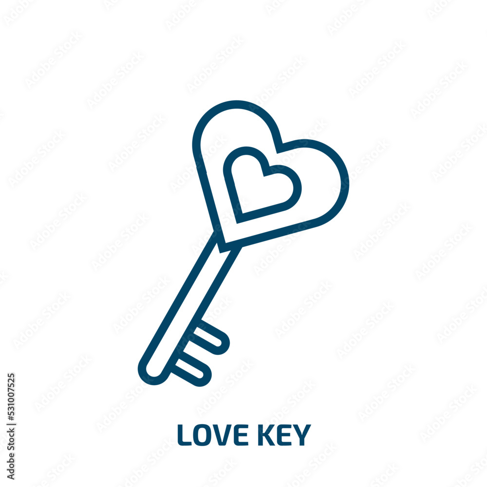 love key icon from birthday and party collection. Thin linear love key ...