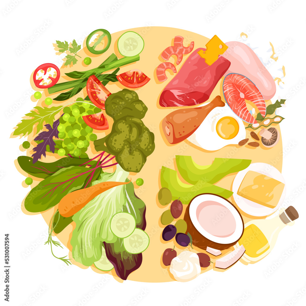 Healthy plate, food balance, dietary advices vector illustration ...