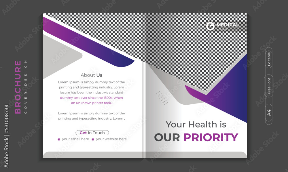 Medical Brochure cover design or profile template set for healthcare ...