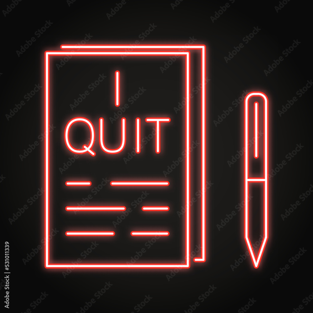 Letter of resignation neon icon Stock Vector | Adobe Stock