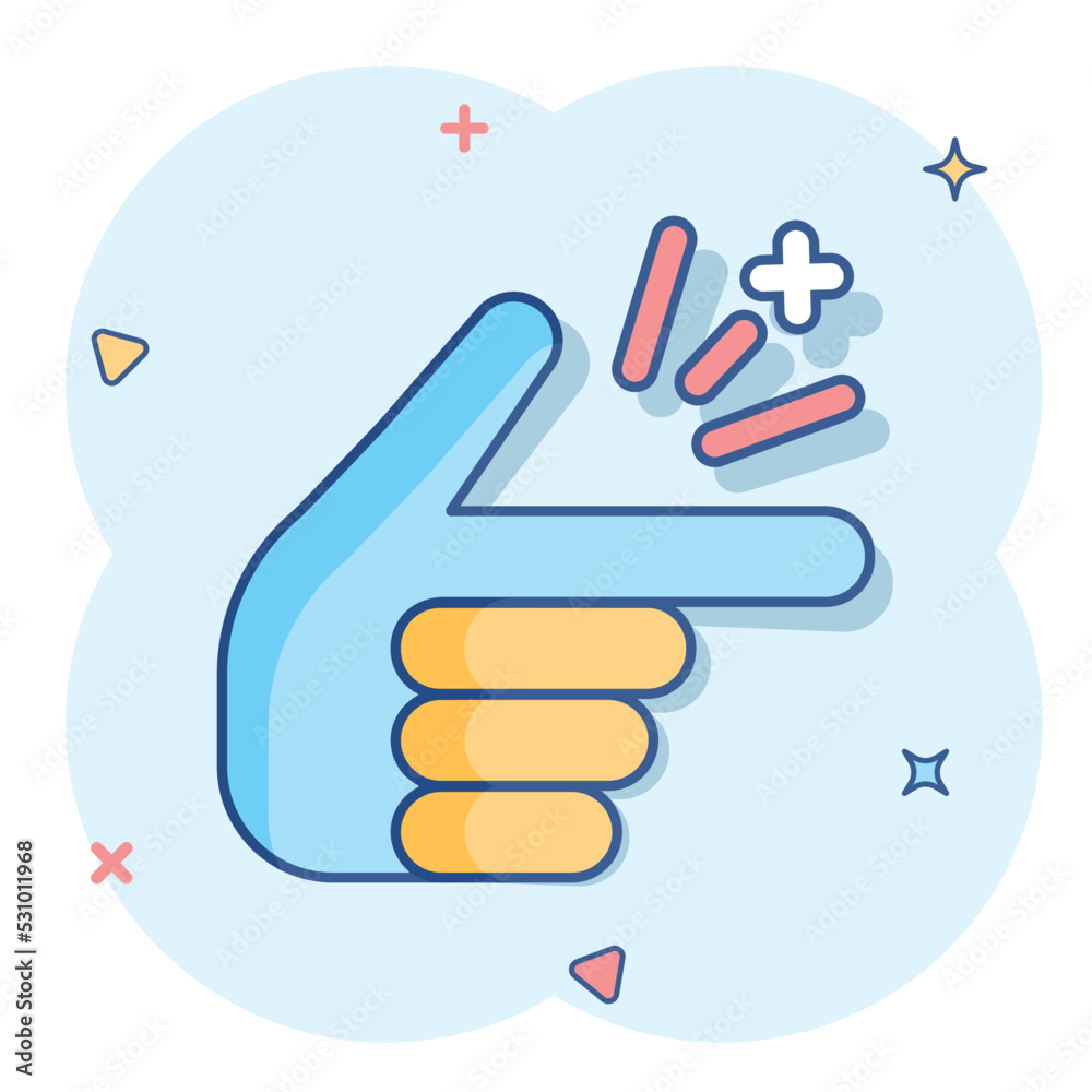 Finger snap icon in comic style. Fingers expression vector cartoon ...