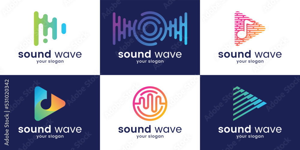 collection of logo designs Pulse music player logo elements Electronic ...