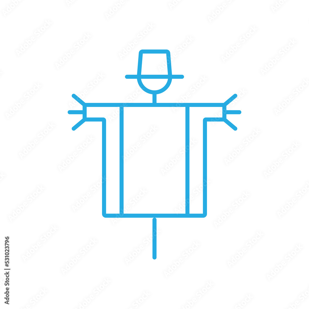 eps10 blue vector scarecrow abstract line art icon isolated on white ...
