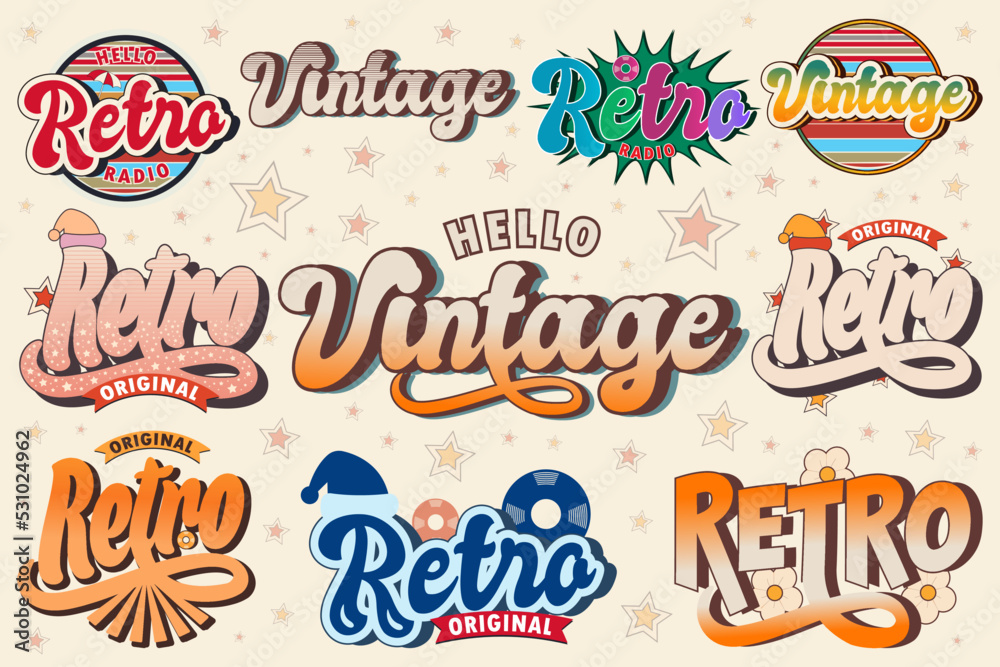 10 Retro Vintage T- Shirt Design Bundle. Retro and classic text style ...