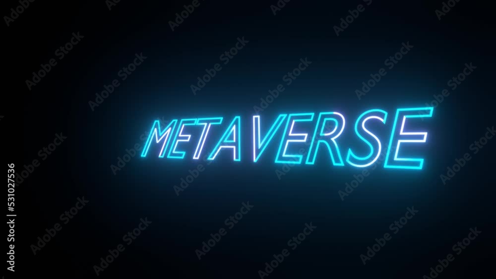 metaverse text loop animation background, abstract digital technology ...