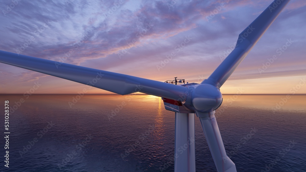 8K ULTRA HD. Close up shot of wind mills turbine rotating by the wind ...