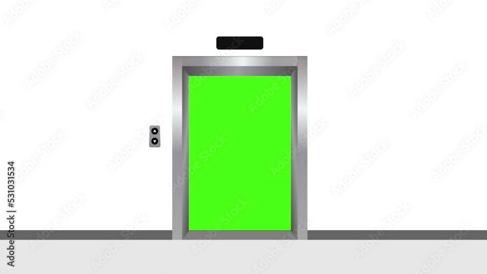Animation of elevated opening and closing the door revealing 4k green ...
