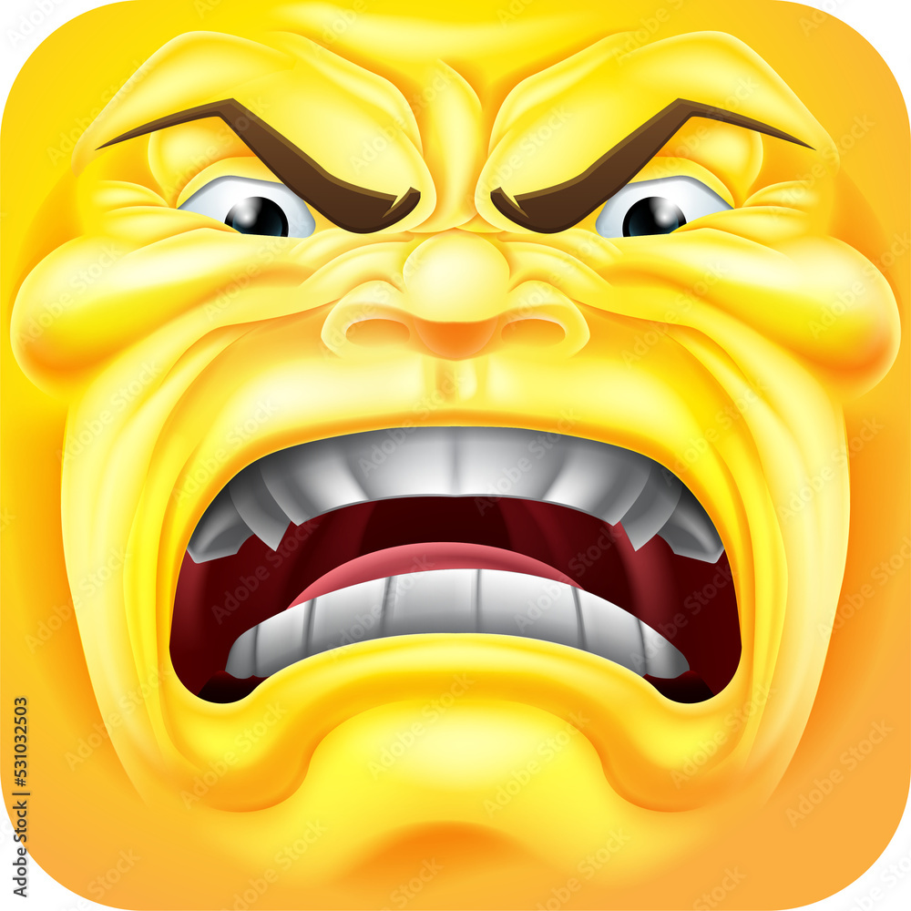 Angry Emoji Emoticon 3D Icon Cartoon Character Stock Illustration ...