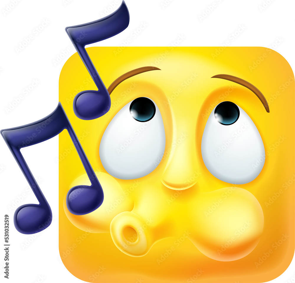 Whistling Emoji Emoticon Icon 3D Cartoon Character Stock Illustration ...
