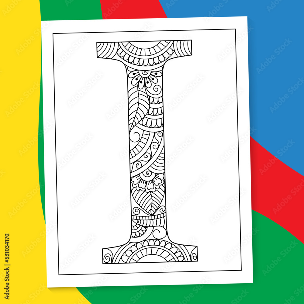 A to Z Hand-drawn Mandala Alphabet letter Coloring page. alphabet ...
