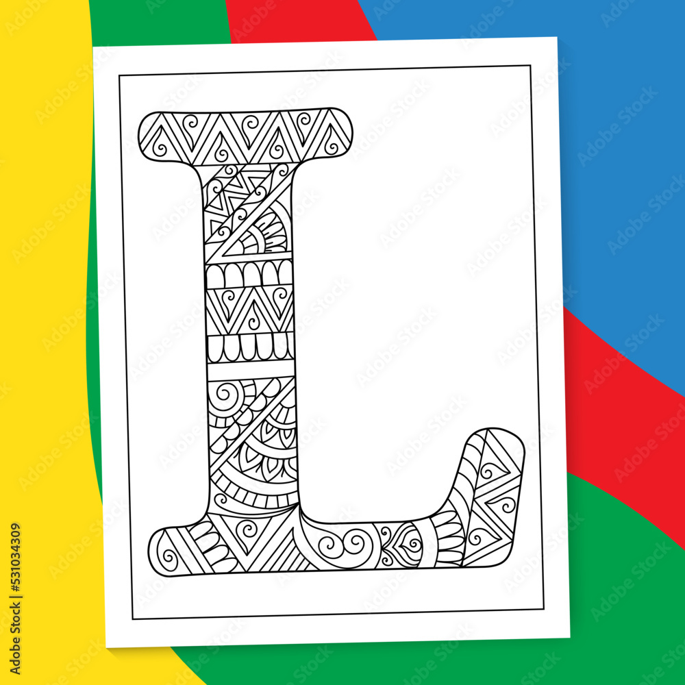 A to Z Hand-drawn Mandala Alphabet letter Coloring page. alphabet ...